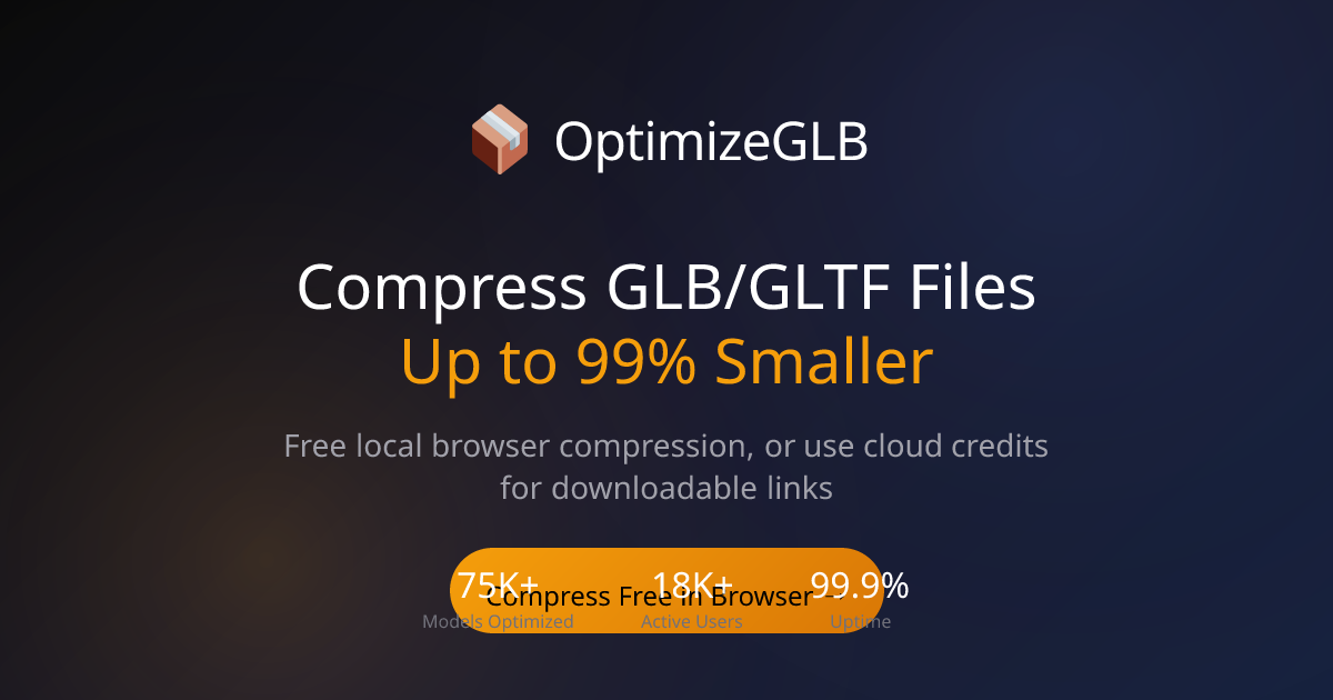 Compress GLB/GLTF Online (Free) – Reduce File Size up to 90% | OptimizeGLB